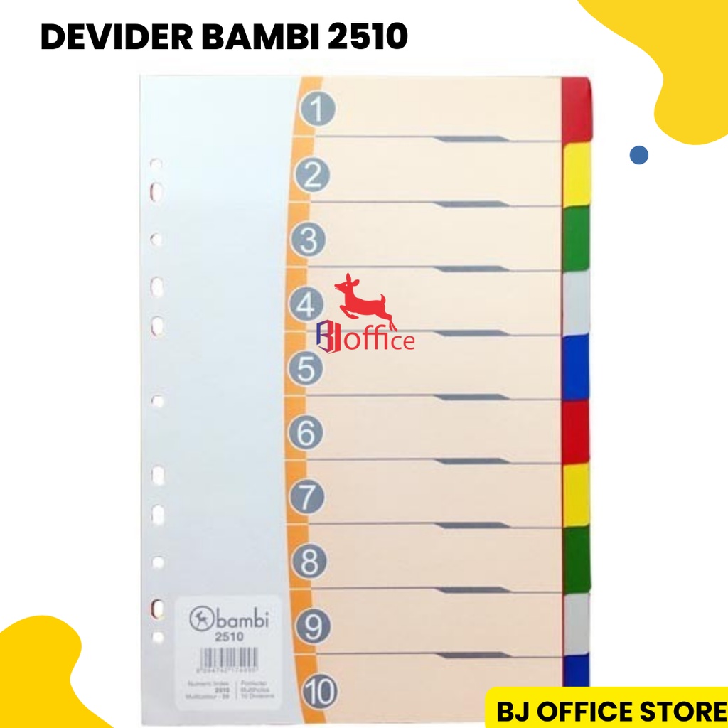 Jual BAMBI Divider Plastik Folio 10 WARNA Type 2510 (Pembatas Binder ...