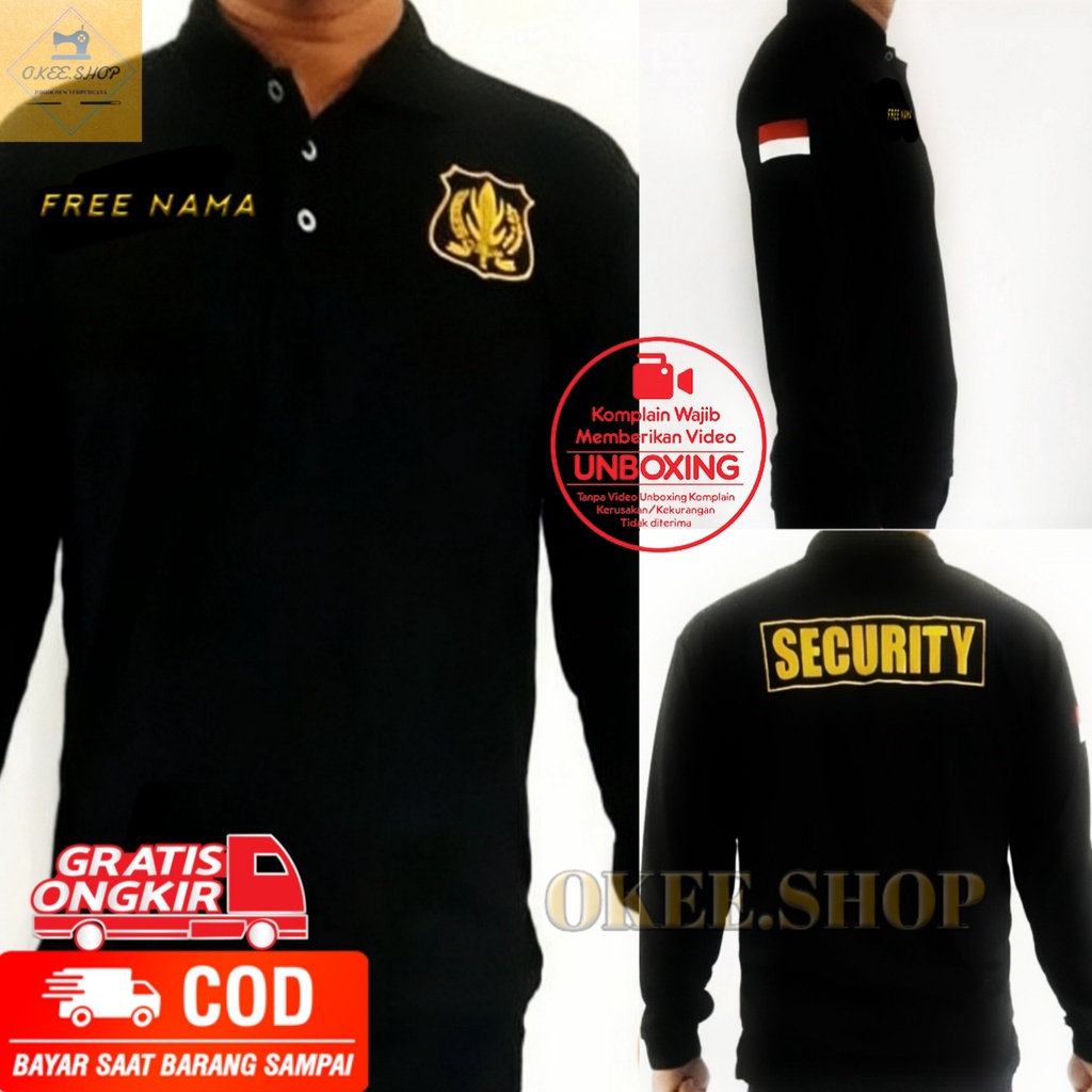 Jual Baju Kaos Kerah Shirt Security Logo Kuning Lengan Panjang FREE ...