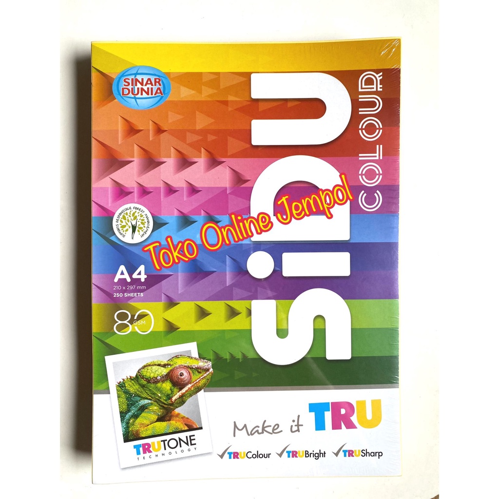 Jual 50 lembar Kertas HVS Warna A4 re-pack Rainbow SIDU 80gr ATK1447SD | Shopee Indonesia