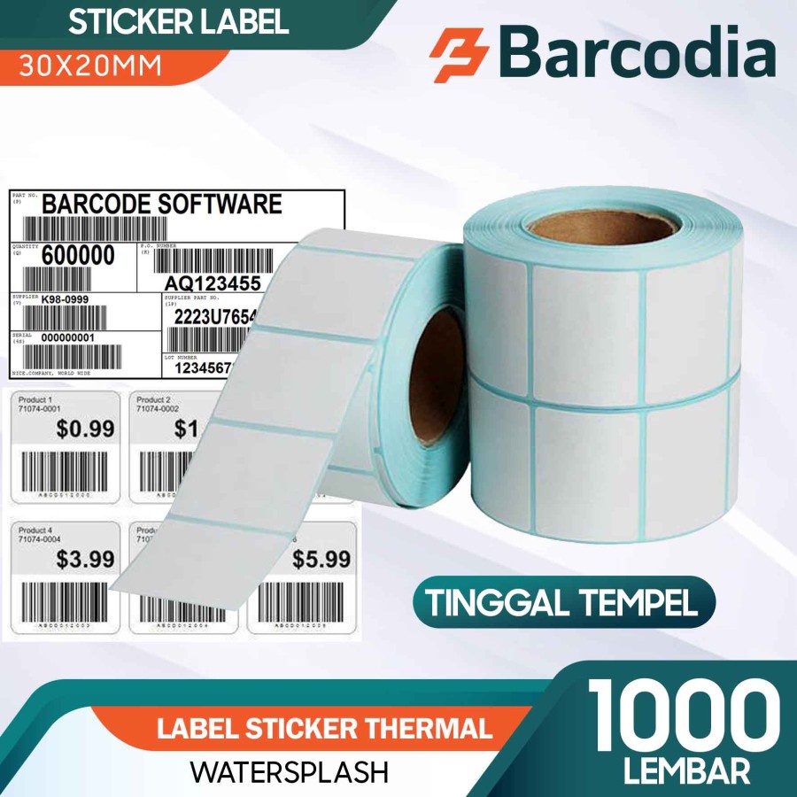 Jual BARCODIA Stiker Label 30x20mm 1 Line isi 1000pcs | Shopee Indonesia
