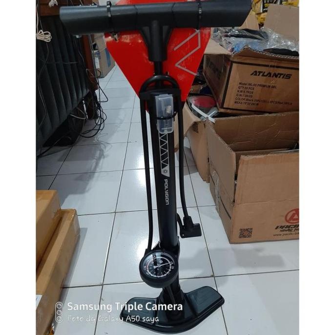 Jual FLOOR PUMP / POMPA LANTAI SEPEDA POLYGON STEEL STX DUAL HEAD 160 ...