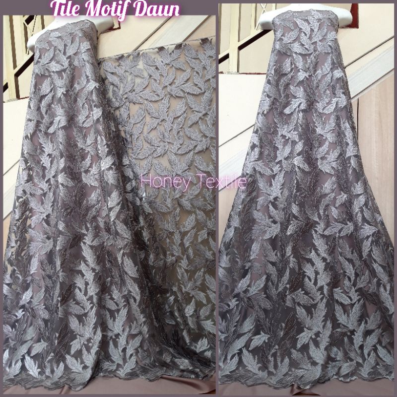 Jual Kain Tile/Tulle England Motif Daun, kain tile Brokat,tile mutiara ...