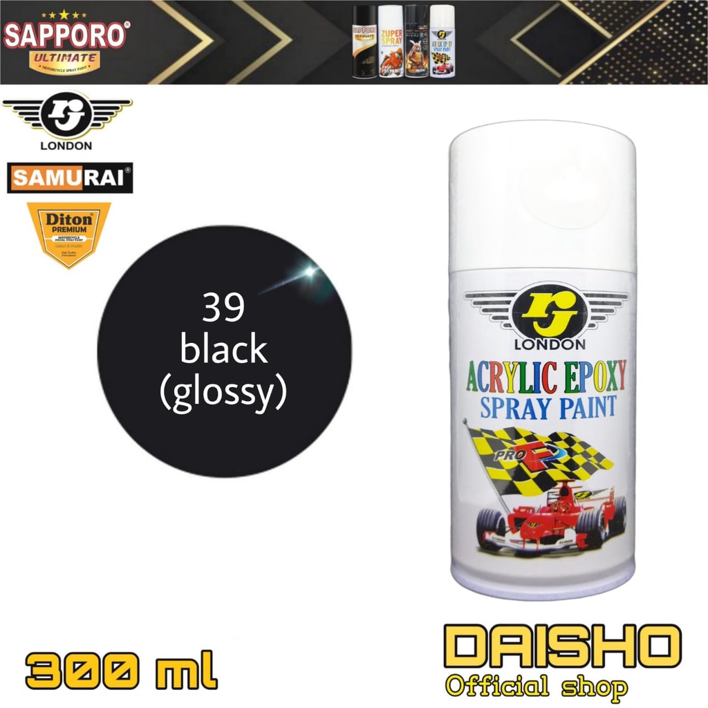 Jual pilok pilox 300ml black hitam gloss glossy rj london cat semprot spray paint 300cc | Shopee ...