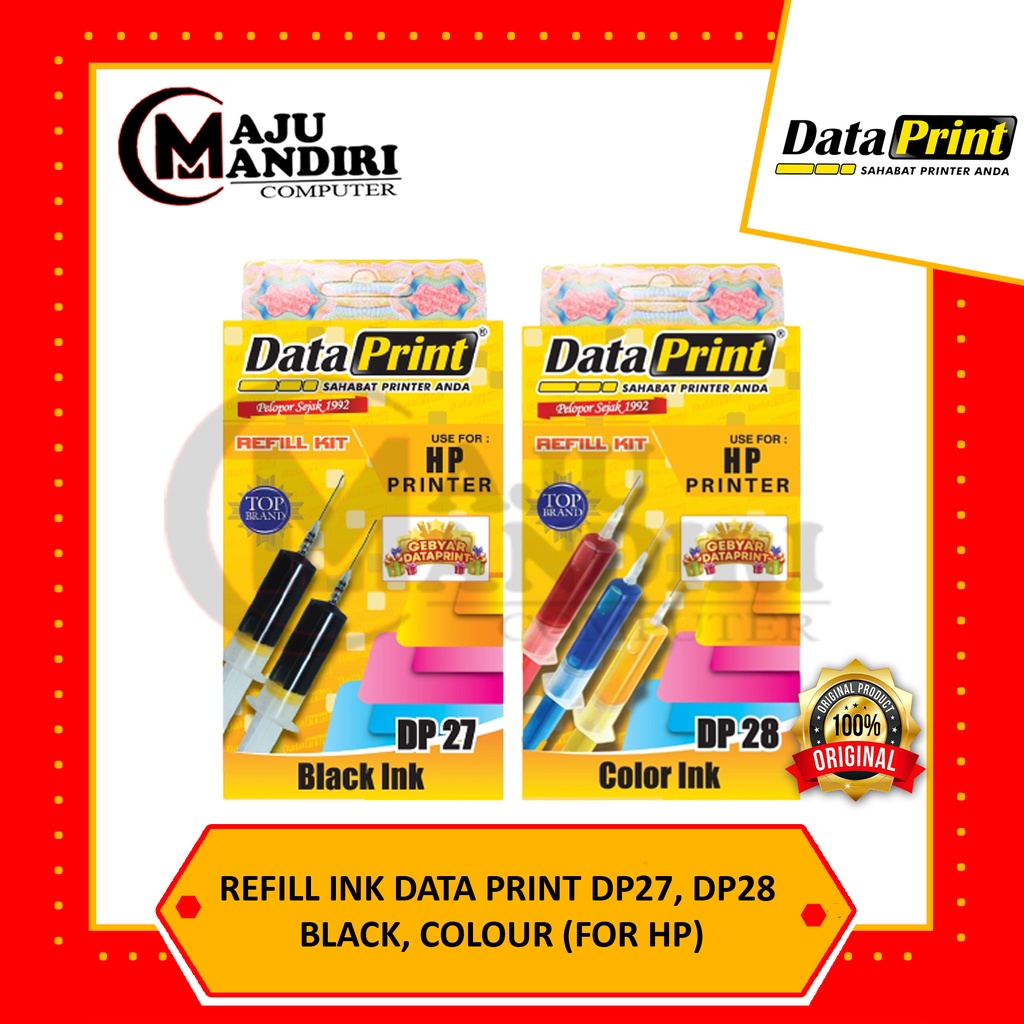 Jual REFILL INK DATA PRINT DATAPRINT DP27 BLACK DP28 COLOUR FOR HP ...