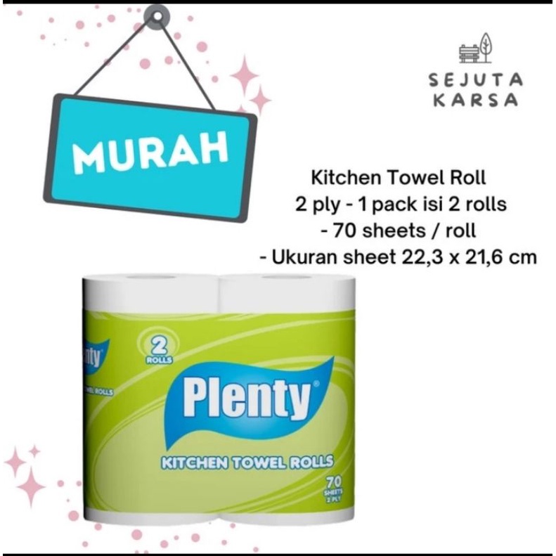 Jual Plenty Kitchen Towel | 1 pack isi 2 roll | 1 roll = 70 sheet | 2 ...