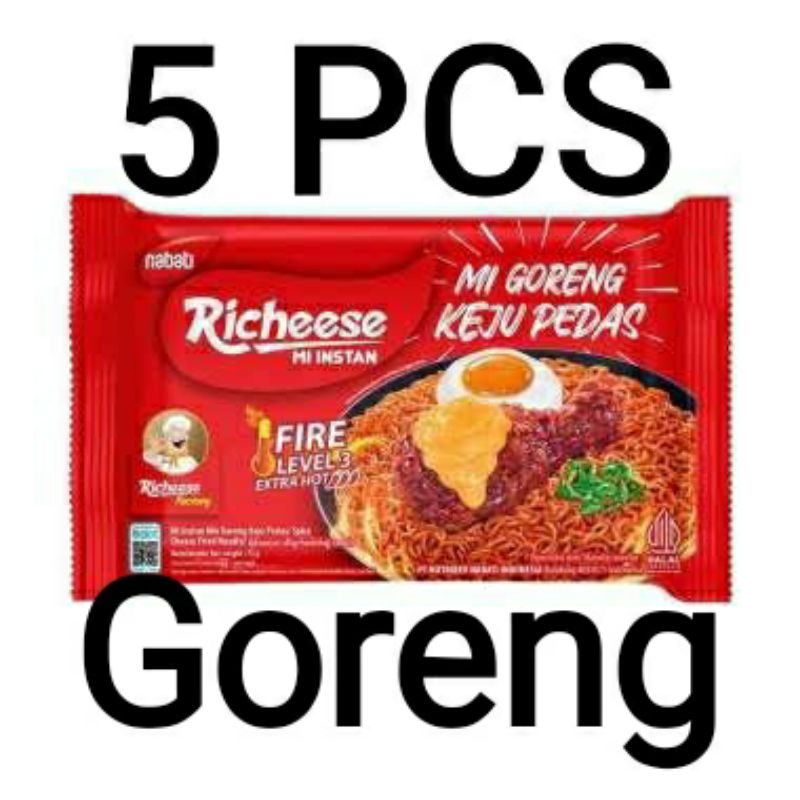 Jual Richeese Mie Goreng Instan Ramen Keju Level 3 Per 5 Pcs | Shopee ...