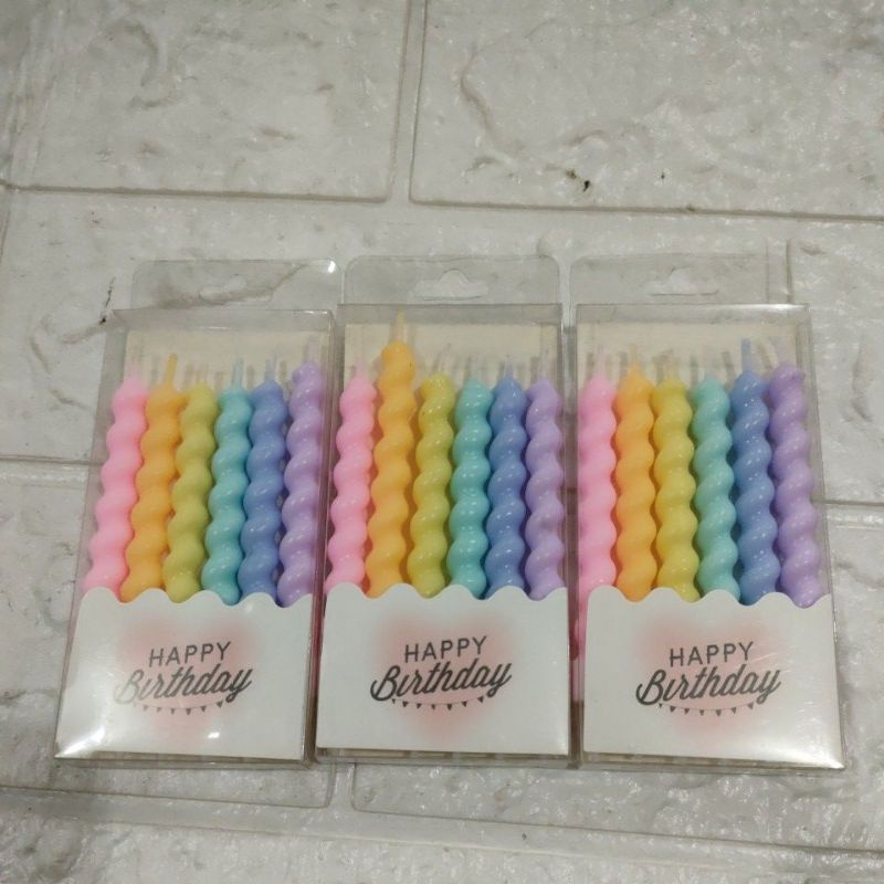 Jual Lilin ultah pastel ulir isi 6 btg | Shopee Indonesia