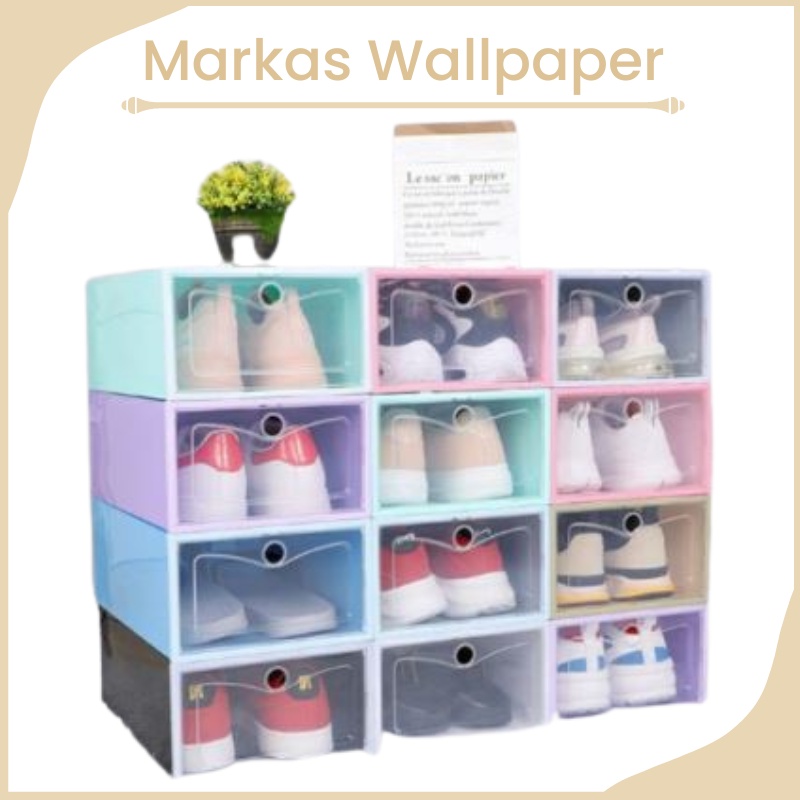 Jual Kotak Sepatu Tempat Rak Sepatu Transparan Susun Model Laci Plastik ...