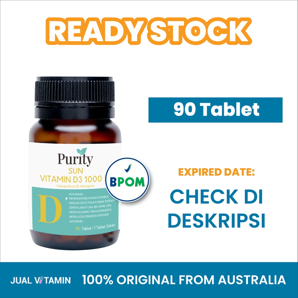 Jual [Halal]Purity Vitamin Purity Sun Vitamin D3 1000 IU 90 Tablet ...