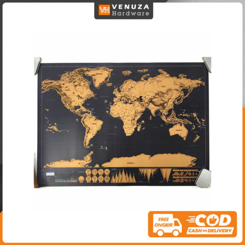 Jual Poster Peta Dunia Hiasan Dinding Scratch Map | Shopee Indonesia