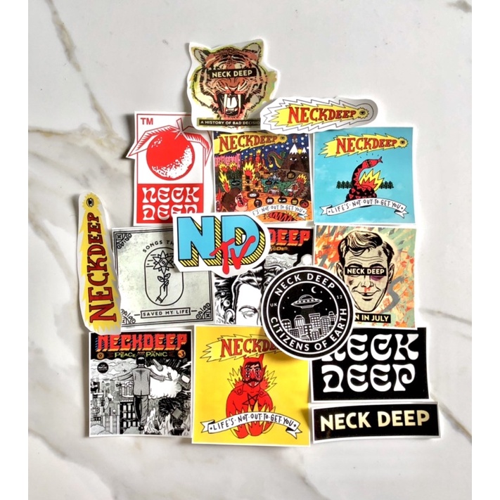 Jual sticker pack neck deep satu set A4 stiker band stiker helm gitar ...