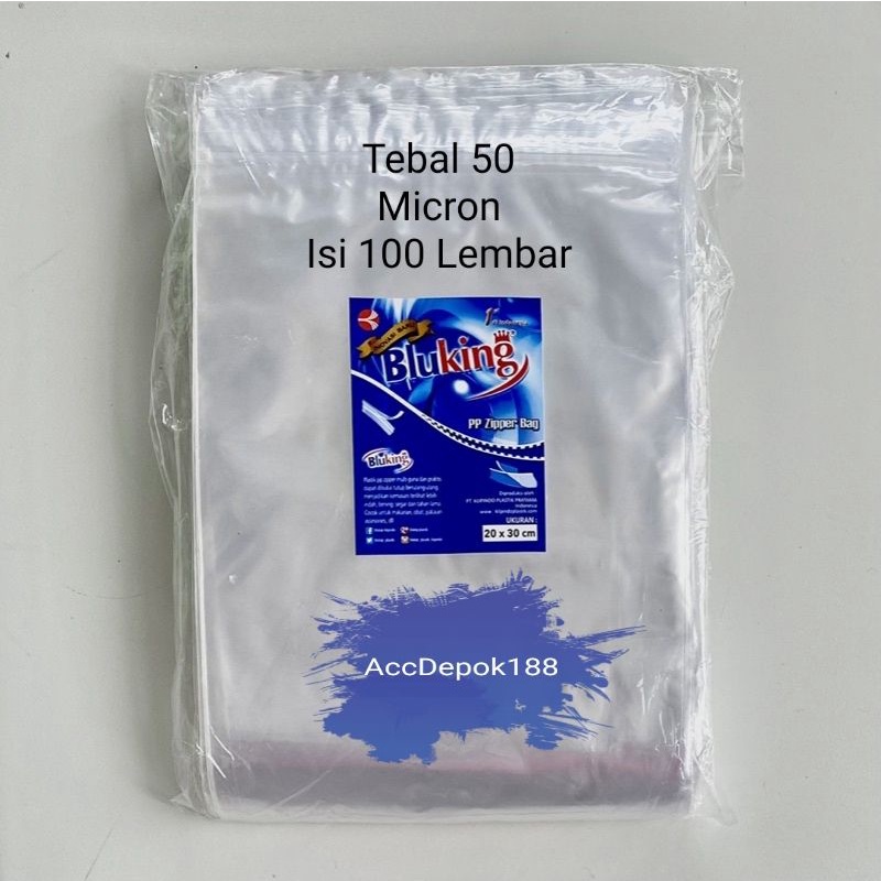 Jual PLASTIK PP KLIP SNACK ZIPLOCK 20x30 CM MEREK BLUKING ISI 100 ...