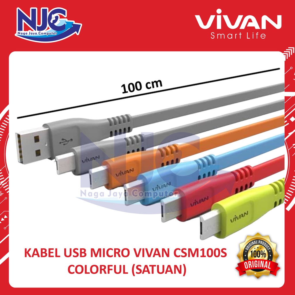 Jual KABEL DATA VIVAN CSM100S 1M UNTUK ANDROID WARNA ( 1 SET 5 WARNA ...