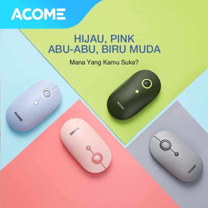 Jual Eklusif Acome Am300 Mouse Wireless Silent Click Ergonomic 1600 Dpi ...