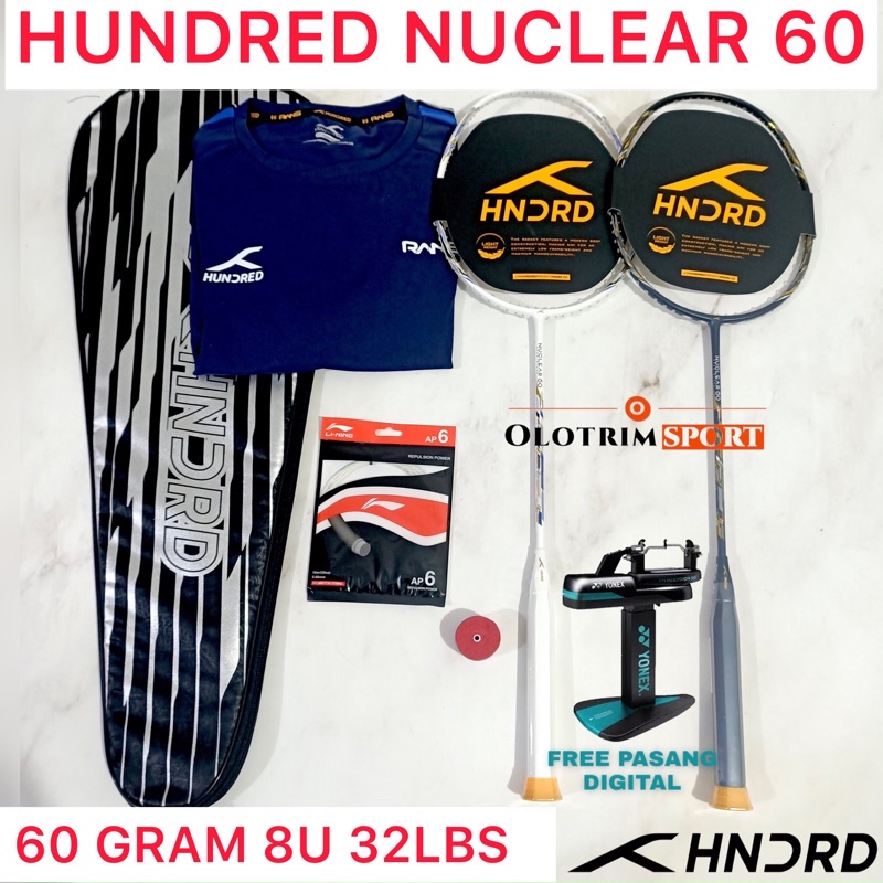 Jual Raket Badminton HUNDRED NUCLEAR 60 8u 32lbs 60 gram 60gr HNDRD ORIGINAL | Shopee Indonesia