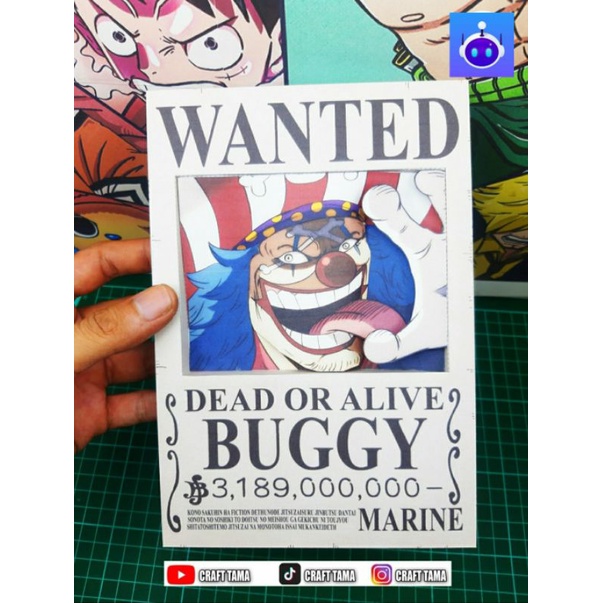 Jual Papercaft 3D Poster Wanted One Piece (Buggy) | Shopee Indonesia