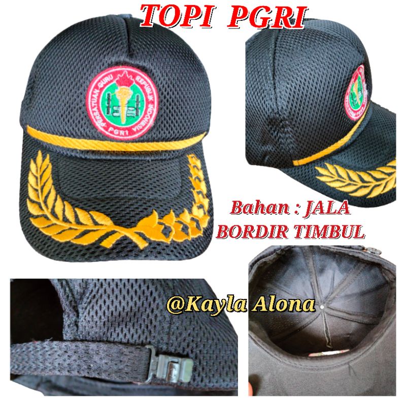Jual TOPI PGRI bahan : Jala Hitam ( BORDIR ) | Shopee Indonesia