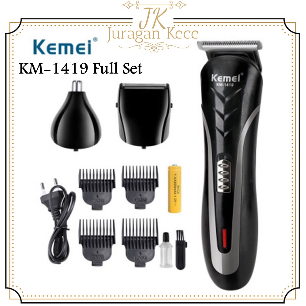Jual Alat Cukur Rambut Elektrik Kemei KM-1419 Hair Clipper Mesin Cukuran Portable Set Razor ...