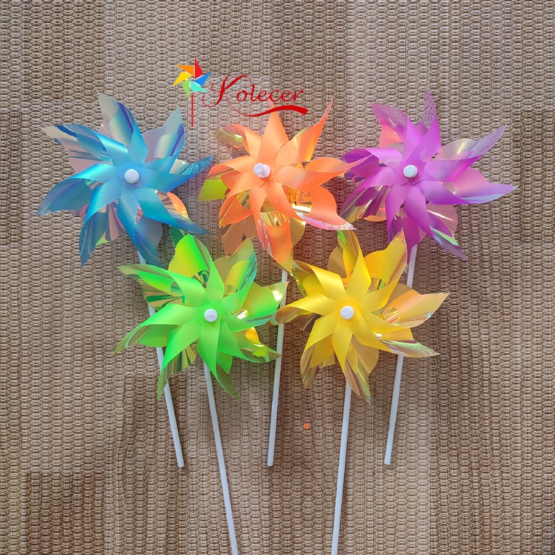 Jual Kincir Angin Kolecer Lipat Cermin Mirror 8 Petal 18 cm Pinwheel ...
