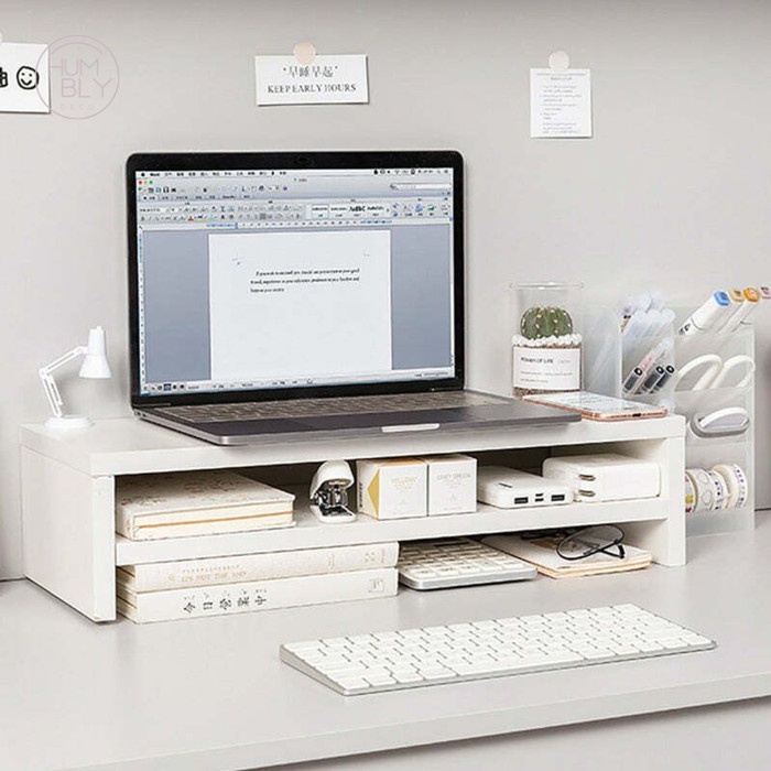 Jual Stationery Korean Aesthetic 2 Tier Stack White Study Table Wood ...