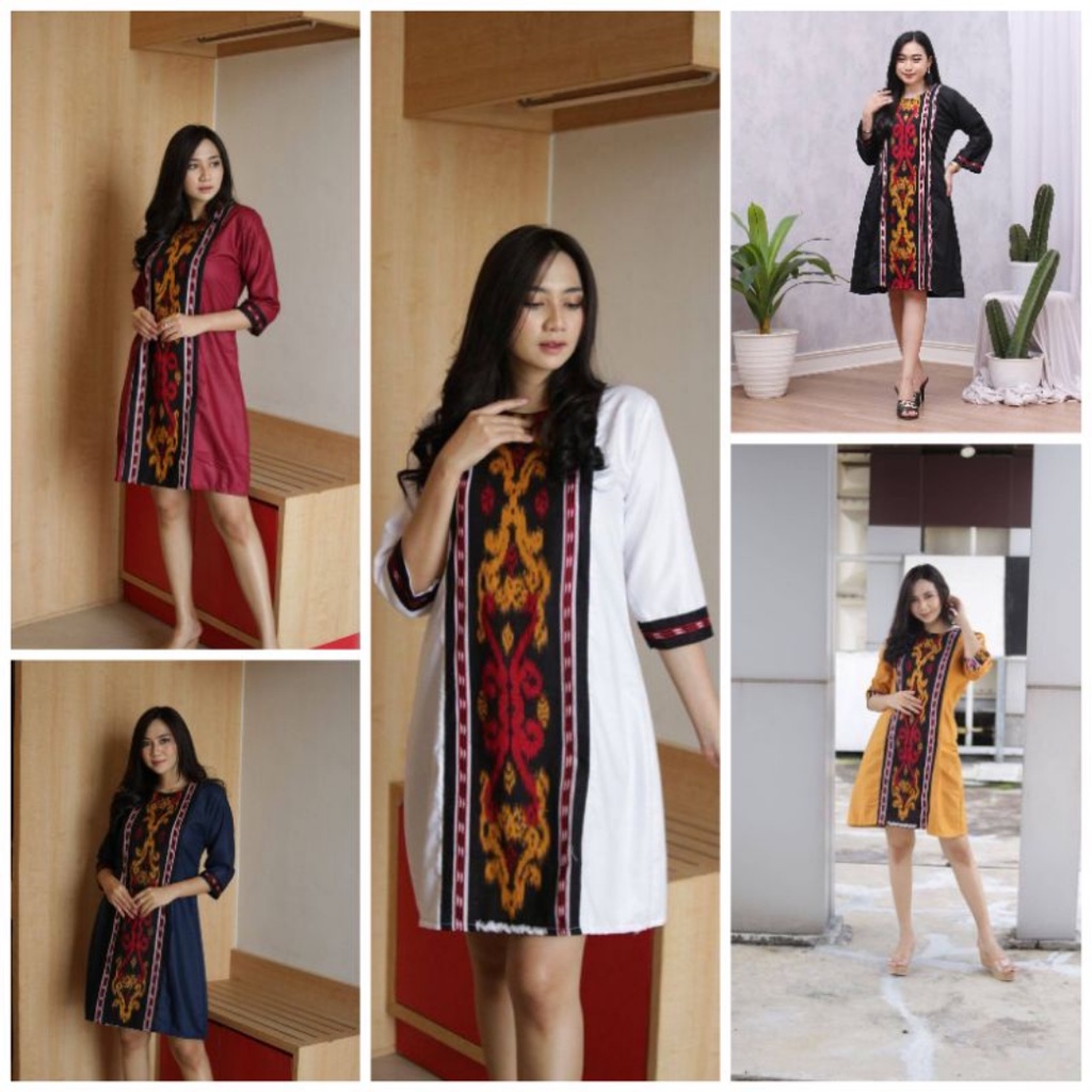 Jual DRESS SONGKET WANITA TENUN IKAT ASLI SONGKET DRESS ETNIK DRESS KOMBINASI BATIK DRESS ...