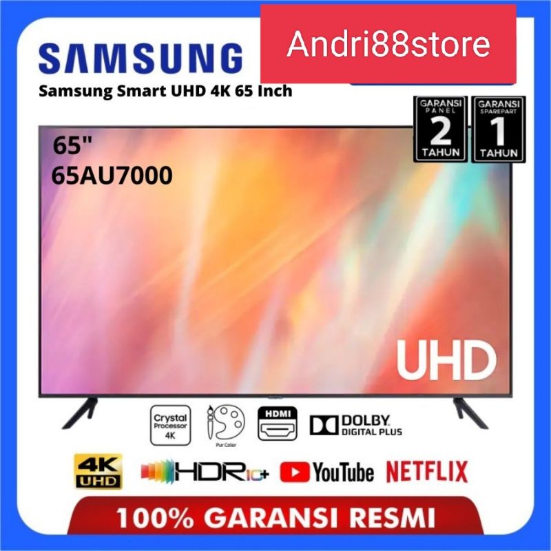 Jual Samsung Smart TV 65 Inch Crystal 4K UHD 65AU7000 / UA65AU7000 | Shopee Indonesia