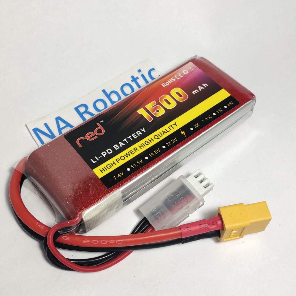 Jual Lipo Red Battery 1500 mAh 2S 25C XT60 | Shopee Indonesia