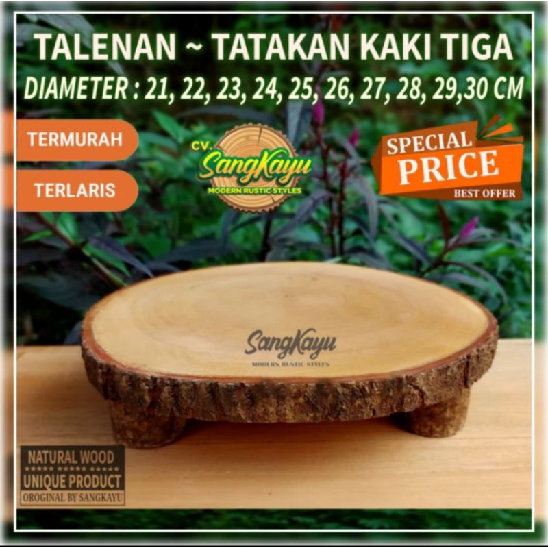 Jual Rustic cake stand talenan tatakan cutting board kaki tiga coated ...