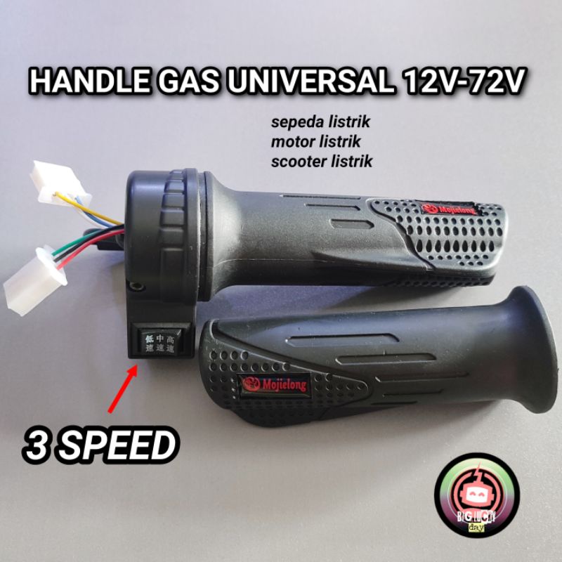 Jual HANDLE GAS + 3 SPEED UNIVERSAL 12V-72V SEPEDA LISTRIK MOTOR ...