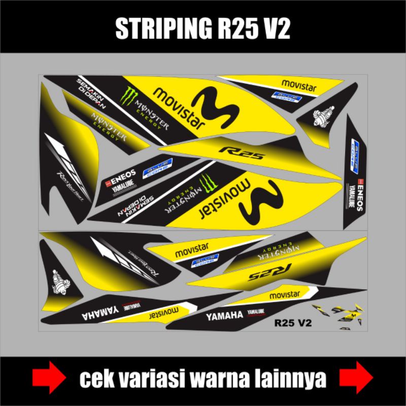 Jual STRIPING YAMAHA YZF R25 V2 EDISI MOVISTAR / DECAL STIKER SEMI FULL ...