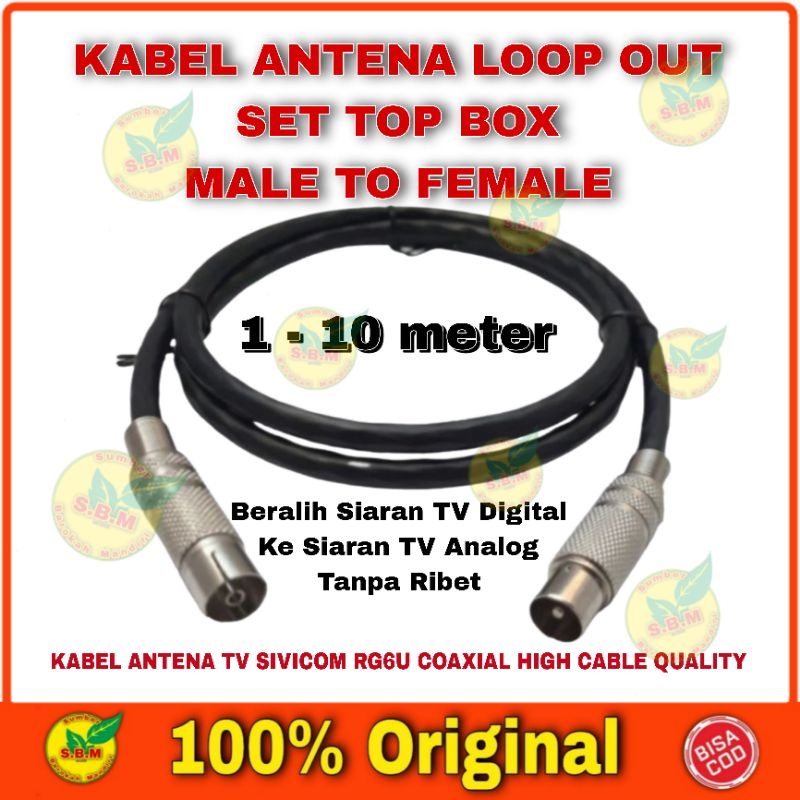 Jual Kabel Antena Loop Out Set top box Male To Female 1-10 meter/Jumper ...