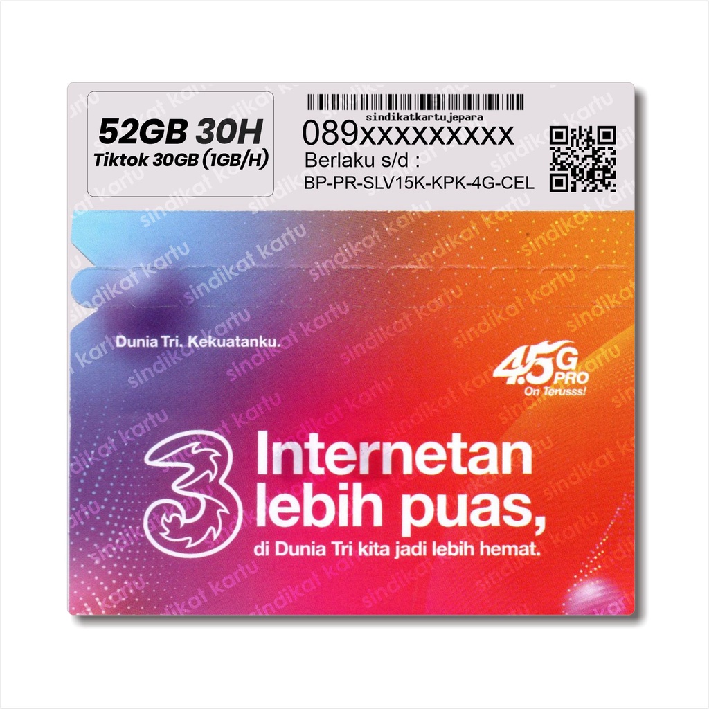 Jual Perdana Tri 52GB+30GB 30Hari (NASIONAL) | Shopee Indonesia