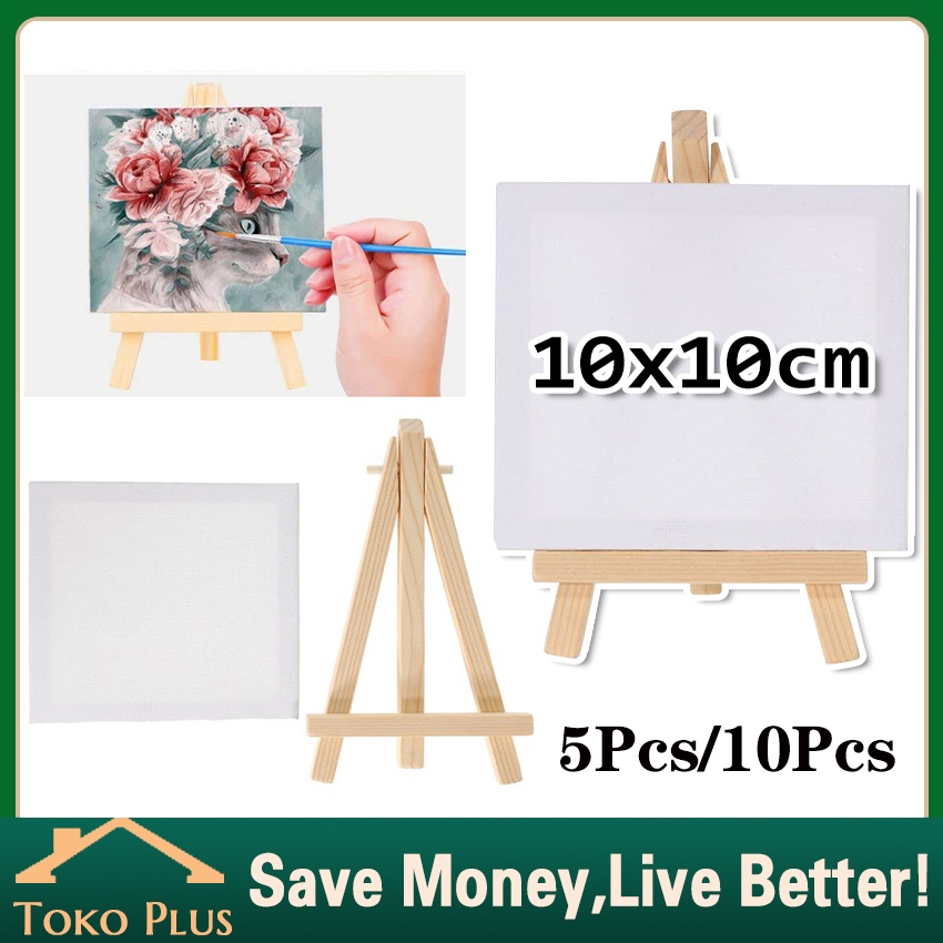 Jual 10Pcs kanvas Mini Set Ukuran 10x10 plus easel kecil canvas board ...