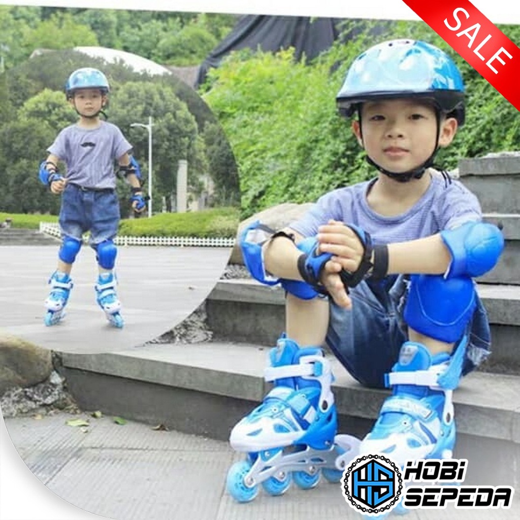 Jual 1 Set Helm Sepeda Anak dan Pelindung Lutut Siku Motif Panda ...