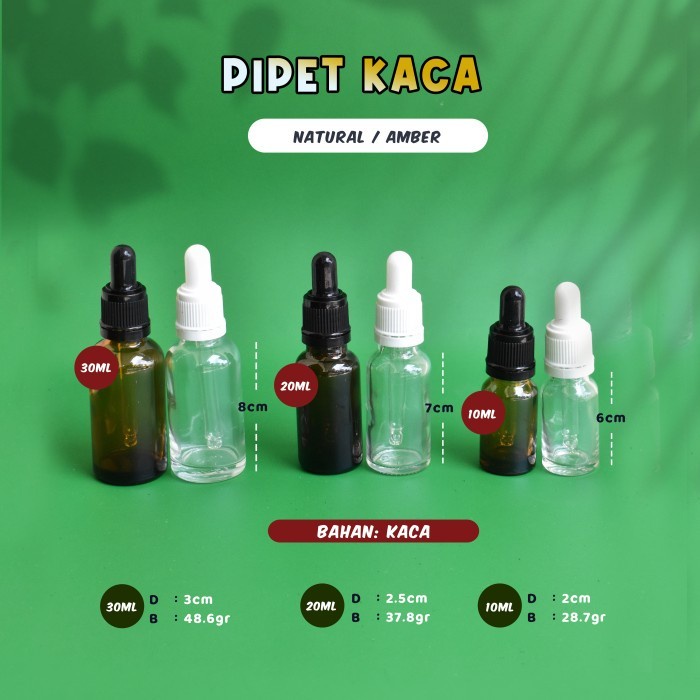 Jual BOTOL PIPET KACA - BOTOL SERUM KACA - BOTOL ESENSIAL OIL 10, 20 ...
