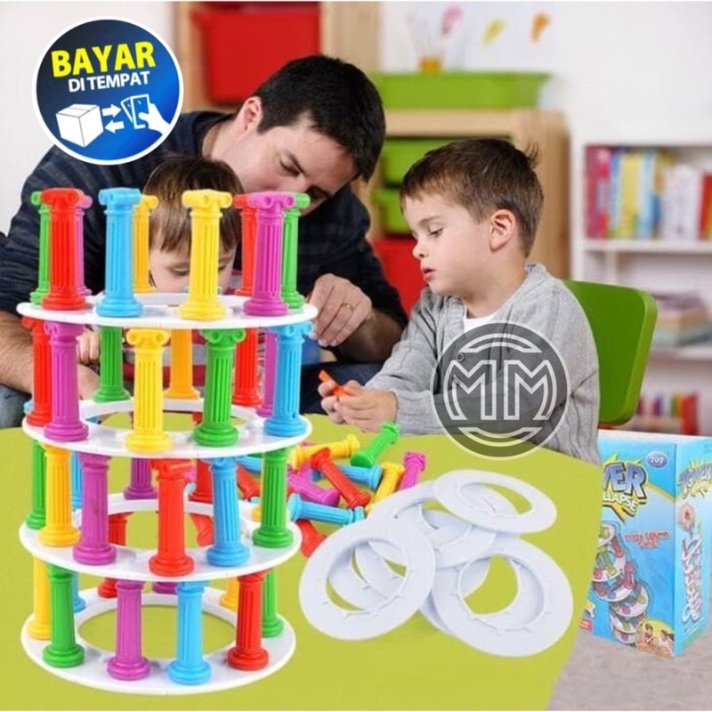 Jual Mainan Tower COLLAPSE GAME Mainan Motorik ANAK ISTANA PILLARS DADU ...