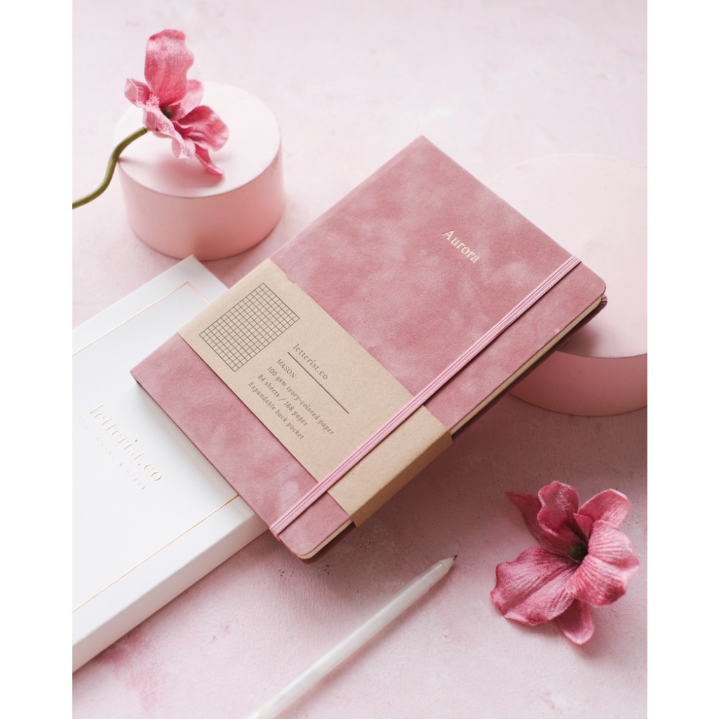 Jual Mason Suede Pink Rose Notebook / Diary / Journal / Custom Agenda ...