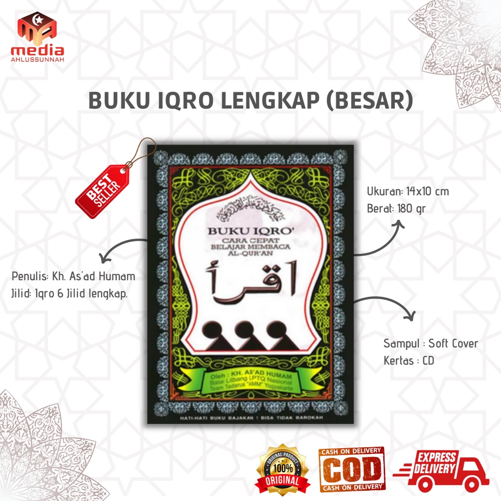 Jual BUKU IQRO LENGKAP UKURAN BESAR (IQRA Lengkap Jilid 1-6) - Cara Cepat Belajar Membaca Al-Qur ...