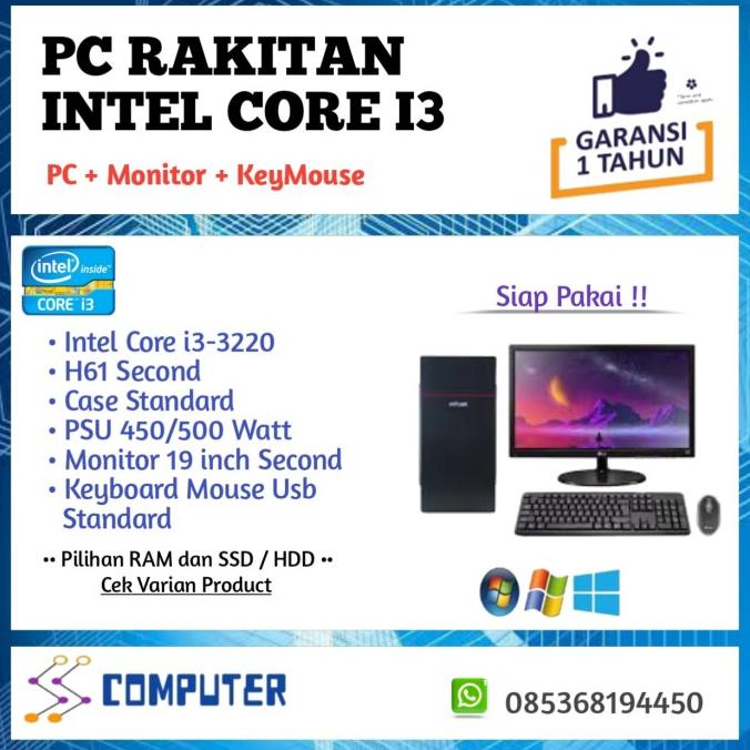 Jual Paket PC Komputer Rakitan 1 set Lengkap Core i3-3220 MURAH ...