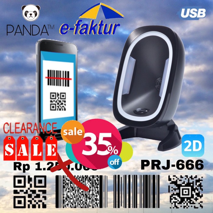 Jual Scanner 2D Prj-666 Efaktur Omni Barcode Scanner(Qr Code/Pdf417/E ...