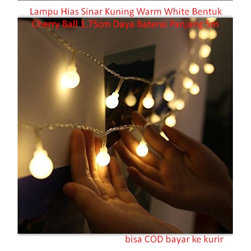 Jual Lampu Hias LED Sinar Kuning Warm White Bentuk Cherry Ball 1.75cm ...