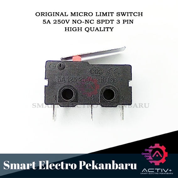 Jual ORIGINAL MICRO LIMIT SWITCH DENGAN GAGANG 5A 250V AC NO-NC SPDT 3 PIN BISA NO/NC Micro ...