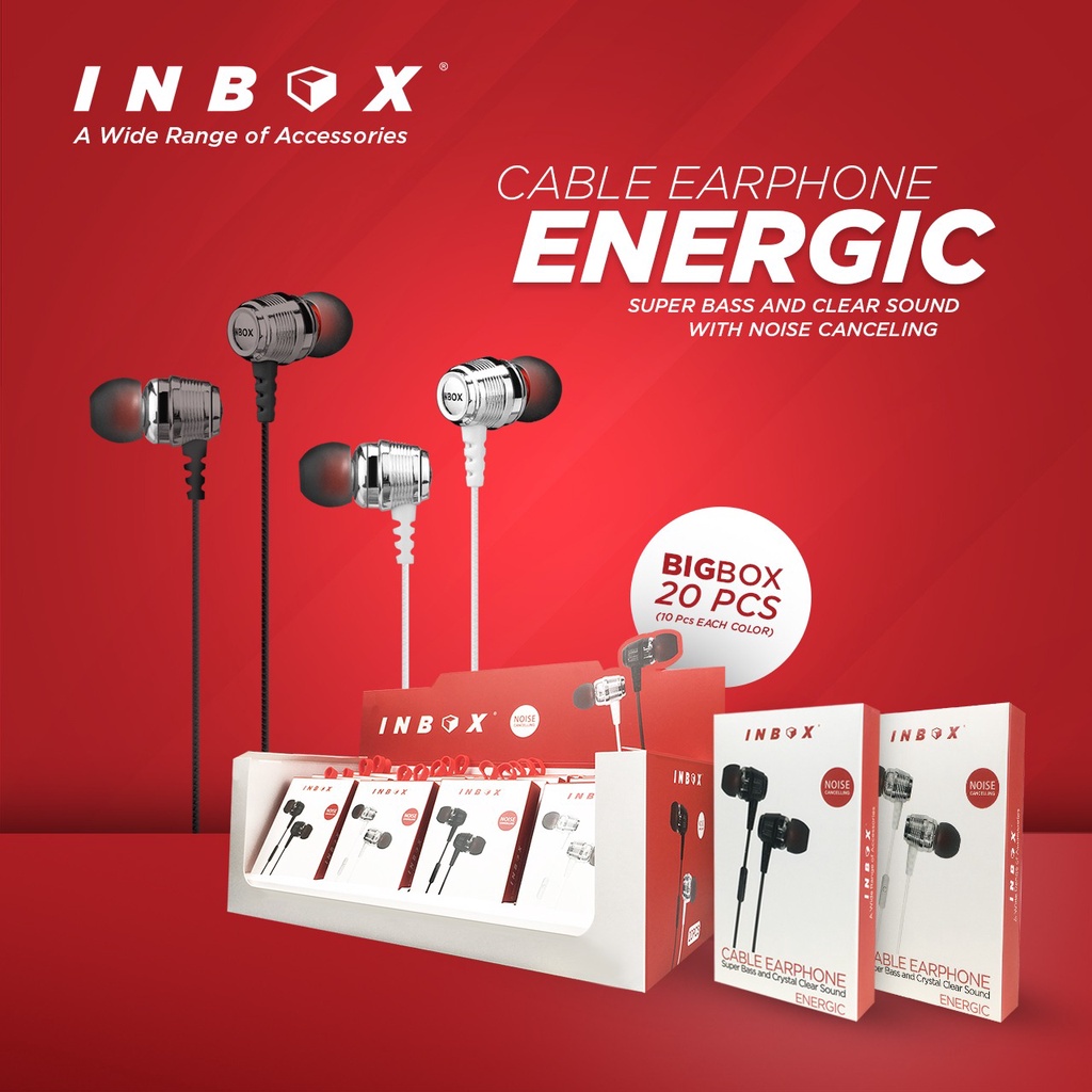 Jual Earphone Bass INBOX ENERGIC Headset Handsfree Mega Bass HD ...
