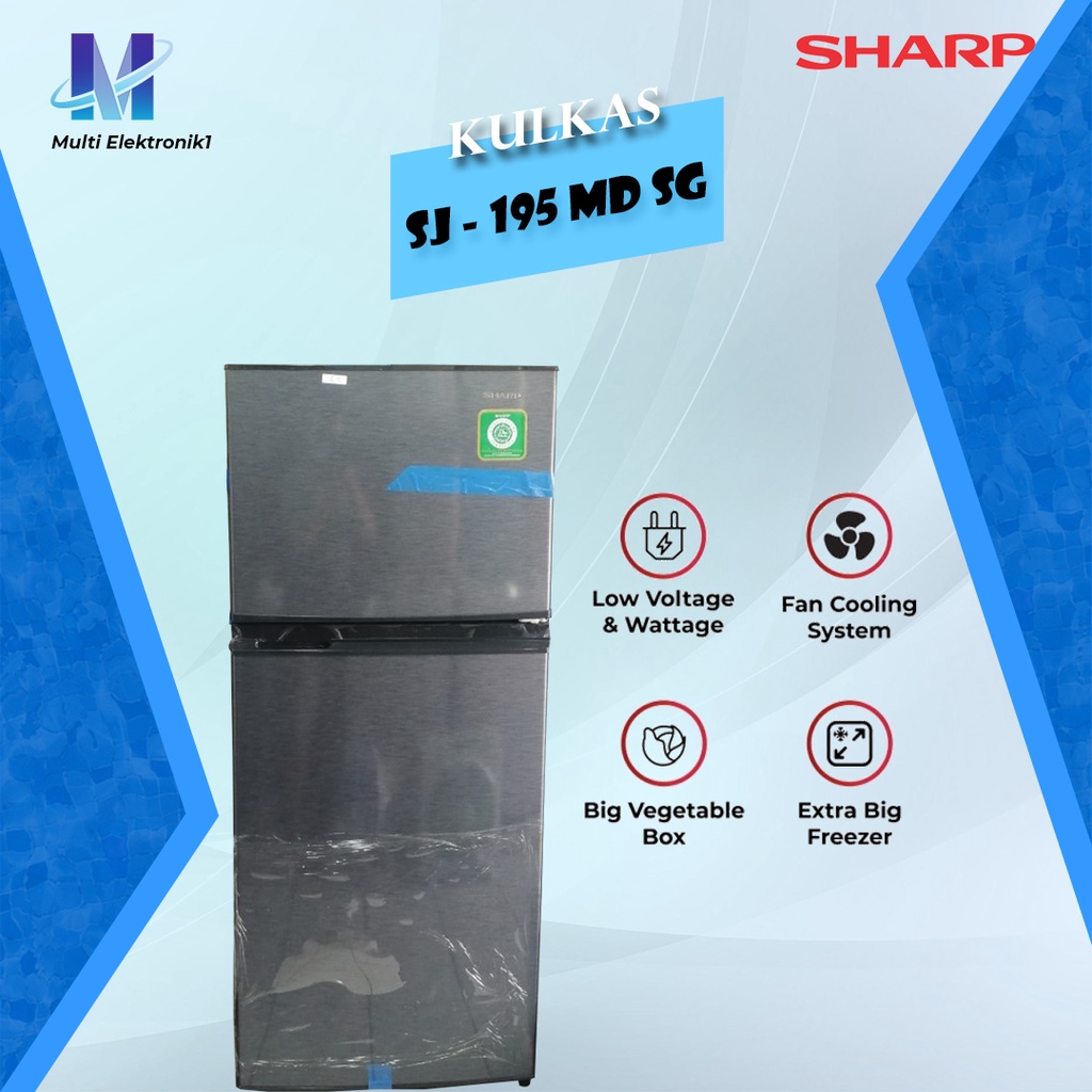 Jual Kulkas 2 Pintu SHARP SJ 195 MD SG SR Low Watt Garansi resmi 5TH ...