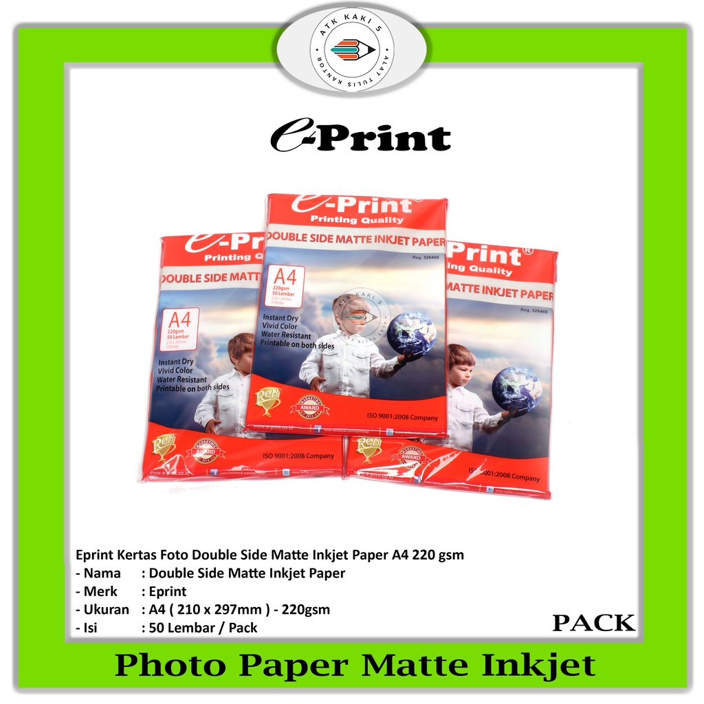 Jual E-PRINT Double Side Matte Inkjet Paper A4 220 Gsm ( Anak BD ...