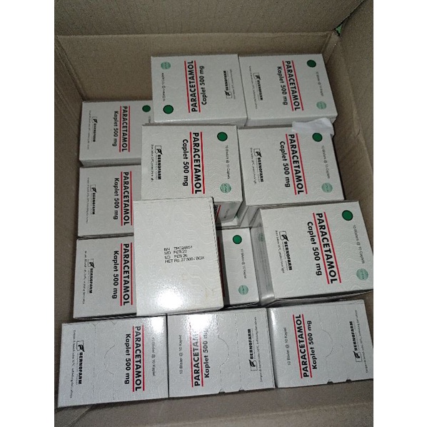 Jual PARACETAMOL caplet 500mg 1box isi 10 strip 100 kaplet | Shopee ...