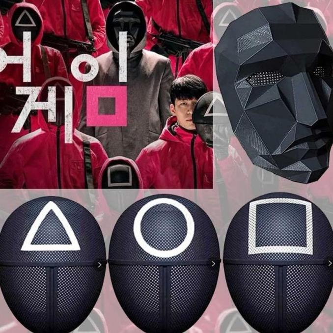 Jual Topeng Squid Game Mask Guard Soldier Front Man Pesta Halloween ...