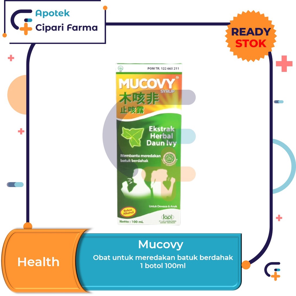 Jual Mucovy Sirup Obat Herbal Pereda Batuk Berdahak 100ml | Shopee ...