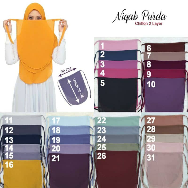 Jual cadar sifon cadar tali 2 layer niqab oval (NS02) | Shopee Indonesia