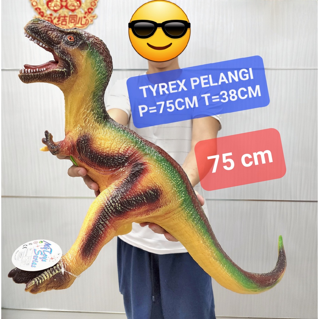 Jual MAINAN ANAK DINOSAURUS TYREX PELANGI 75CM RAINBOW T-REX SUPER NO ...